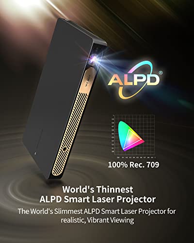 WEMAX Go Advanced Portable Smart Laser Projector, 1080p Mini Projector, 4K Support, Stream Netflix, Built-in Battery, Auto Keystone, Bluetooth 5.0, Perfect for Mobile Business, Outdoor Night Movies