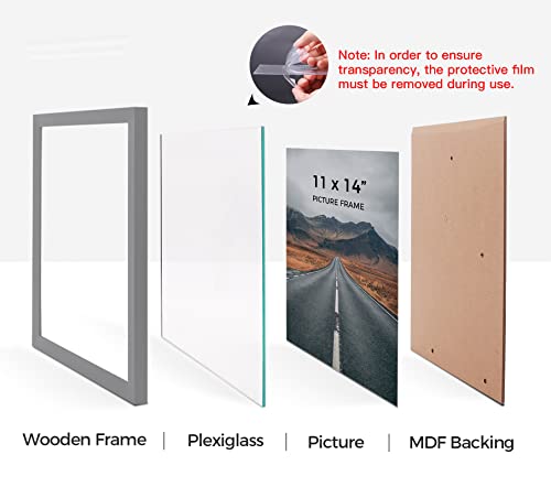JD Concept Wood 11x14 Grey Picture Frame 5 Pack - Gallery Wall Frame Set - Suitable for Horizontal and Vertical Hanging 11 x 14 Poster Photo