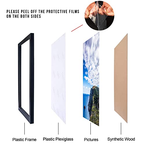 MENNTHUI 11x14 Black Picture Frame Set of 3, Wall Mounting Horizontally or Vertically, Decoration for Photos, Paintings, Posters, Artwork