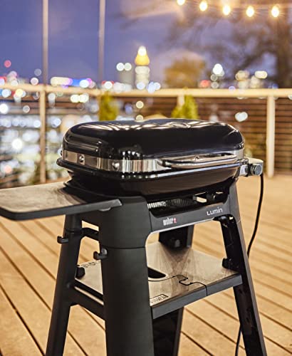 Weber Lumin Compact Electric Grill, Black, with Lumin Compact Grill Stand