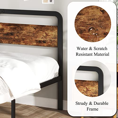 Upcanso Full Size Bed Frame with Wood Headboard and Footboard, Platform Full Bed Frame No Box Spring Needed with Heavy Duty Slats, Easy Assembly
