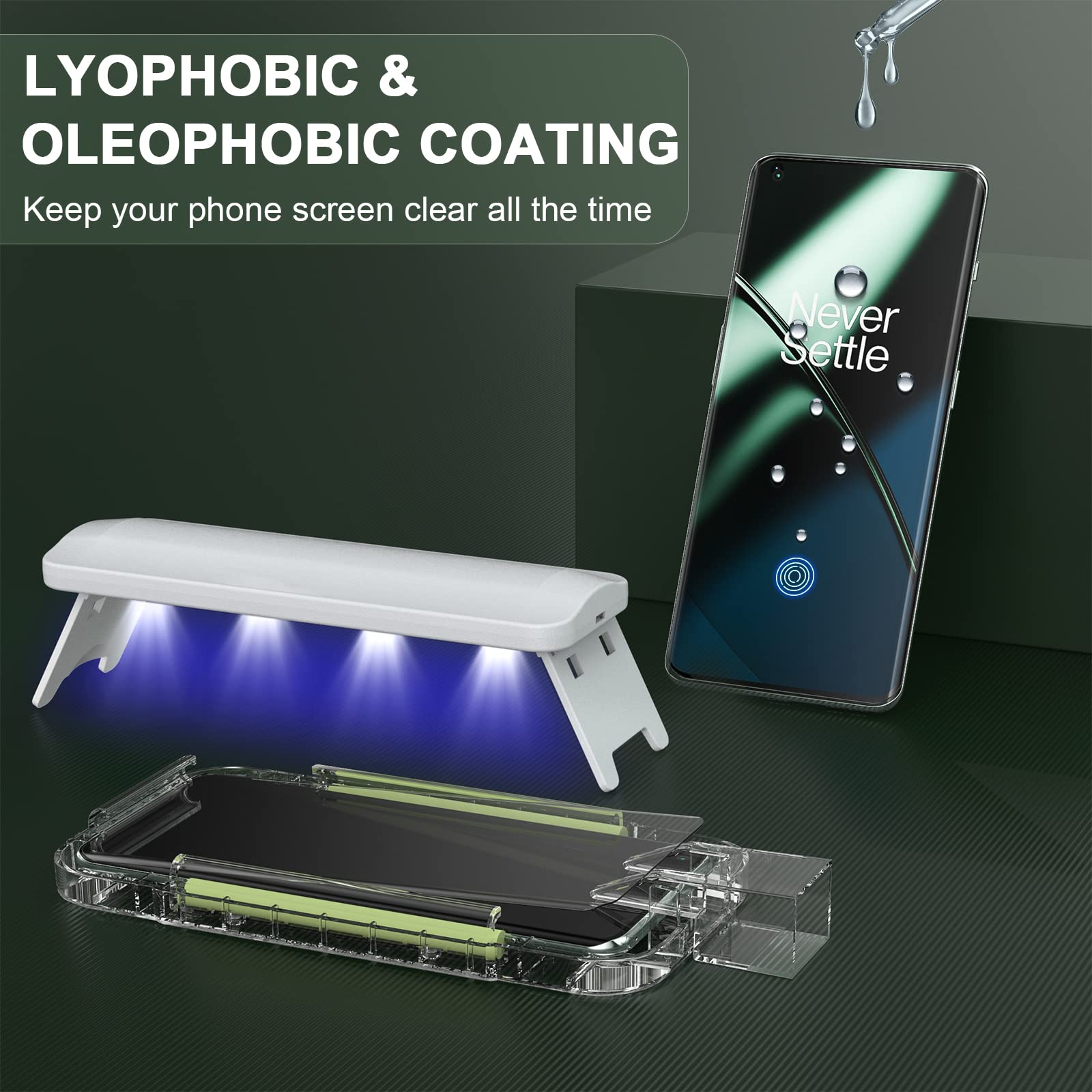 FLOKINICE Compatible for OnePlus 11/10 Pro Screen Protector, [Auto-Dispersion Tech] Full Coverage Hide Scratches Fingerprint Support Bubble-Free Tempered Glass for OnePlus 11/10 Pro - 3 Pack