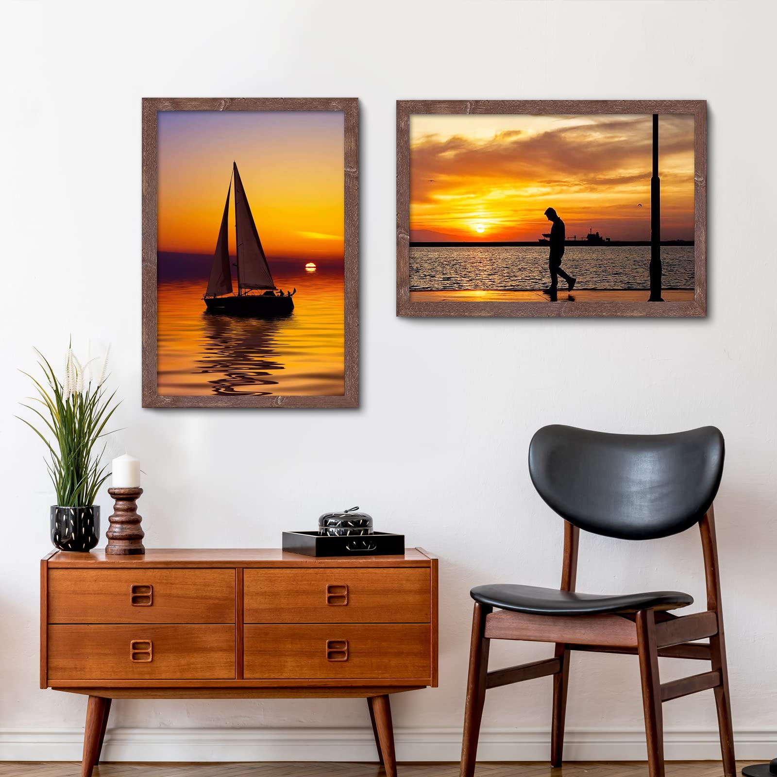 YMOND Picture Frame Rustic Frame Set for Wall Decor Gallery Collection Poster Frame 16x20 Brown 2pack