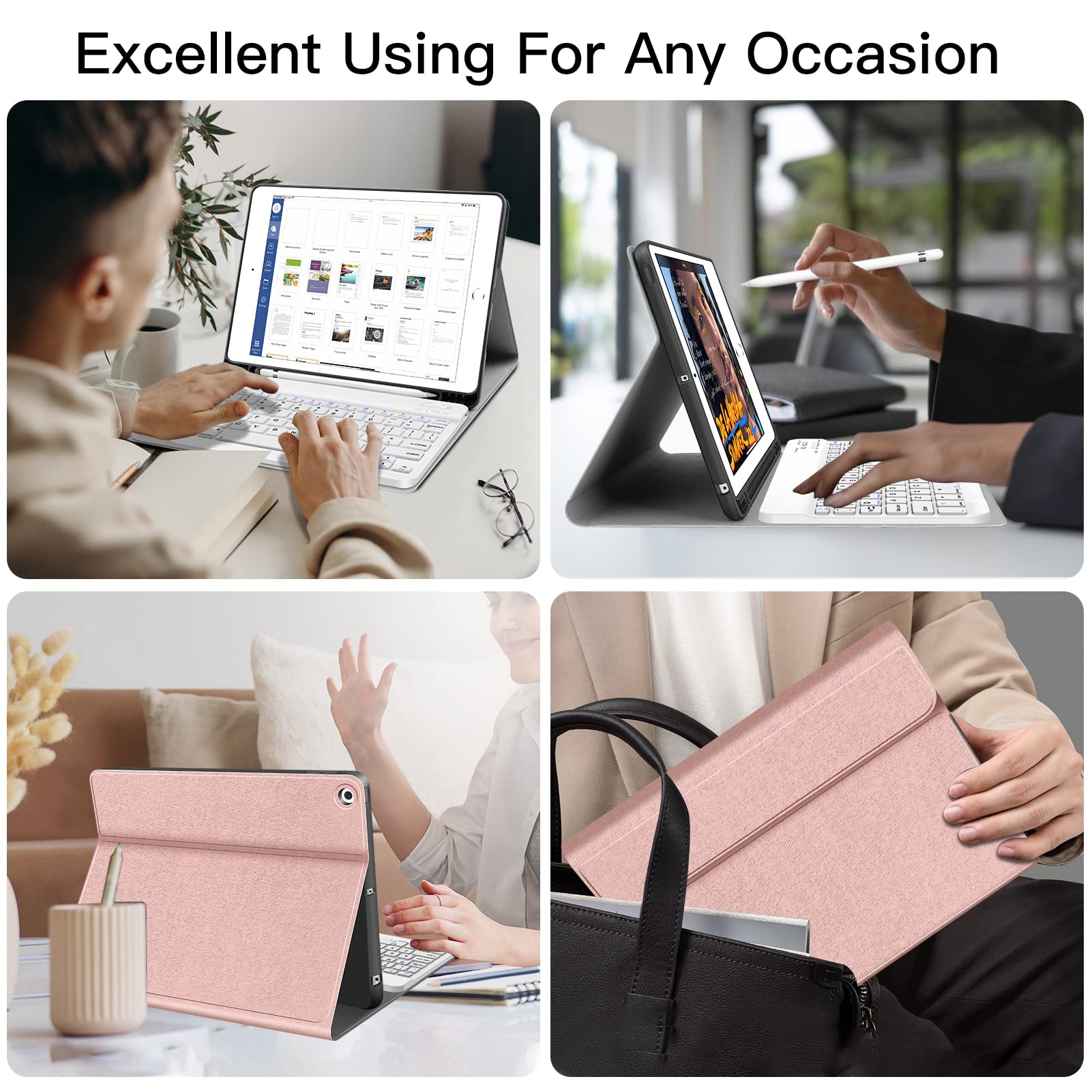 JUQITECH Keyboard Case with Stylus Pen for iPad 9th/8th/7th Generation 10.2 - Active Pencil with Palm Rejection, Wireless Bluetooth Magnetic Keyboard for iPad 10.2 Cover Case with Pencil Holder