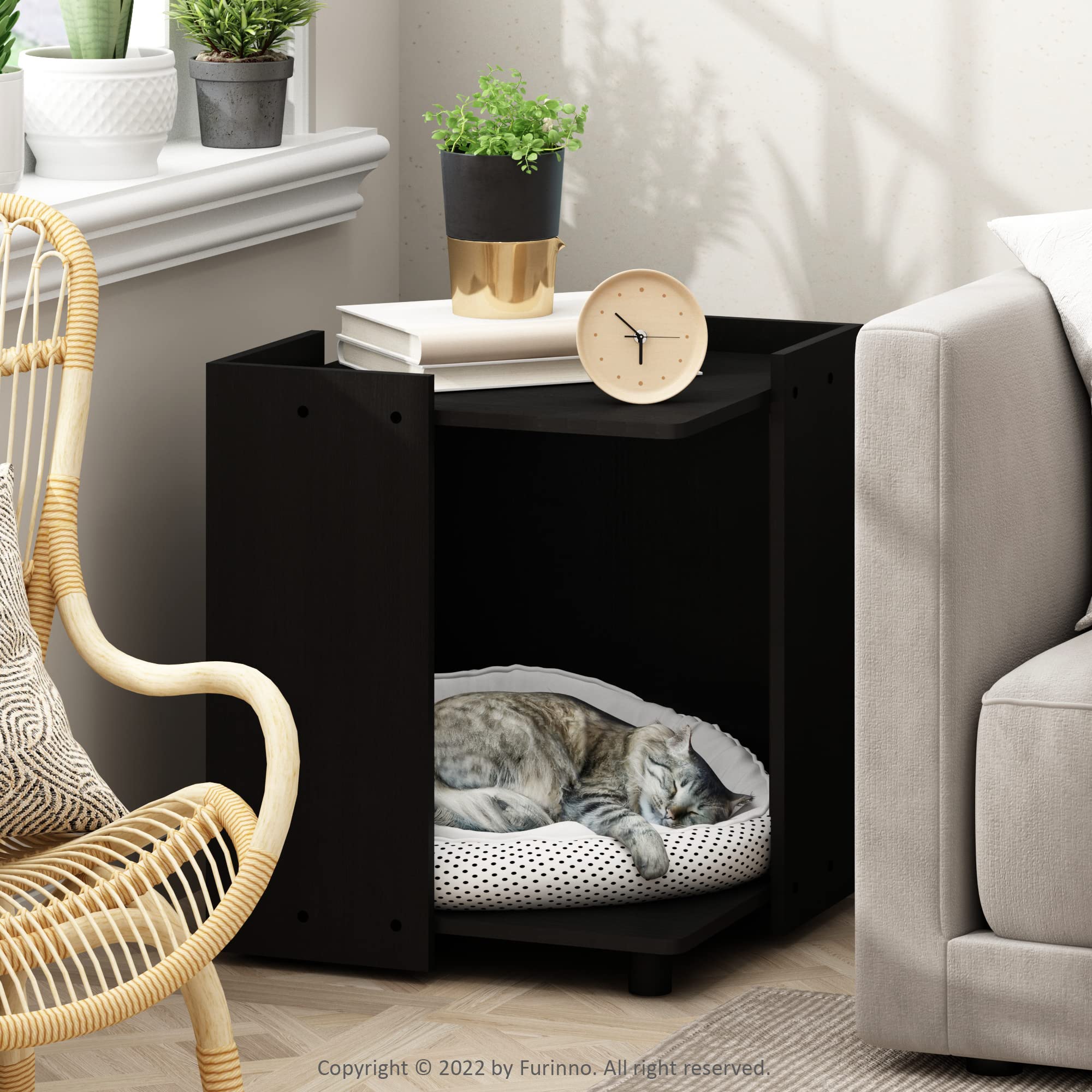 Furinno Peli Multipurpose End Table with Storage, Americano, Cube