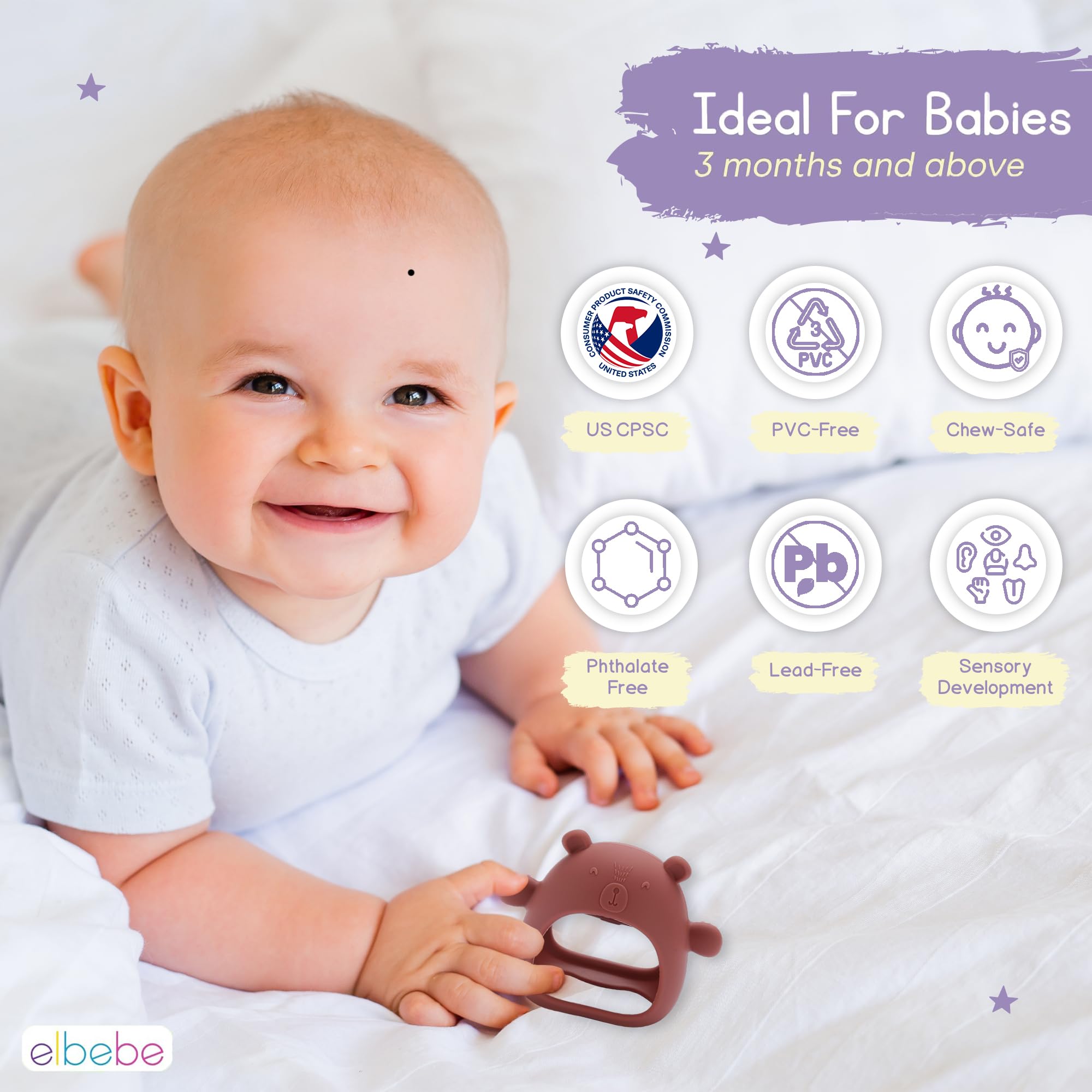 Bear Mitten Never Drop Silicone Baby Teething Toys | (Brick Red) Teether Mitten | Baby Teethers 0-6 Months, Teether Mitten, Teething Hand Mitten, Teething Mitten, Baby Teethers 6 to 12 Months