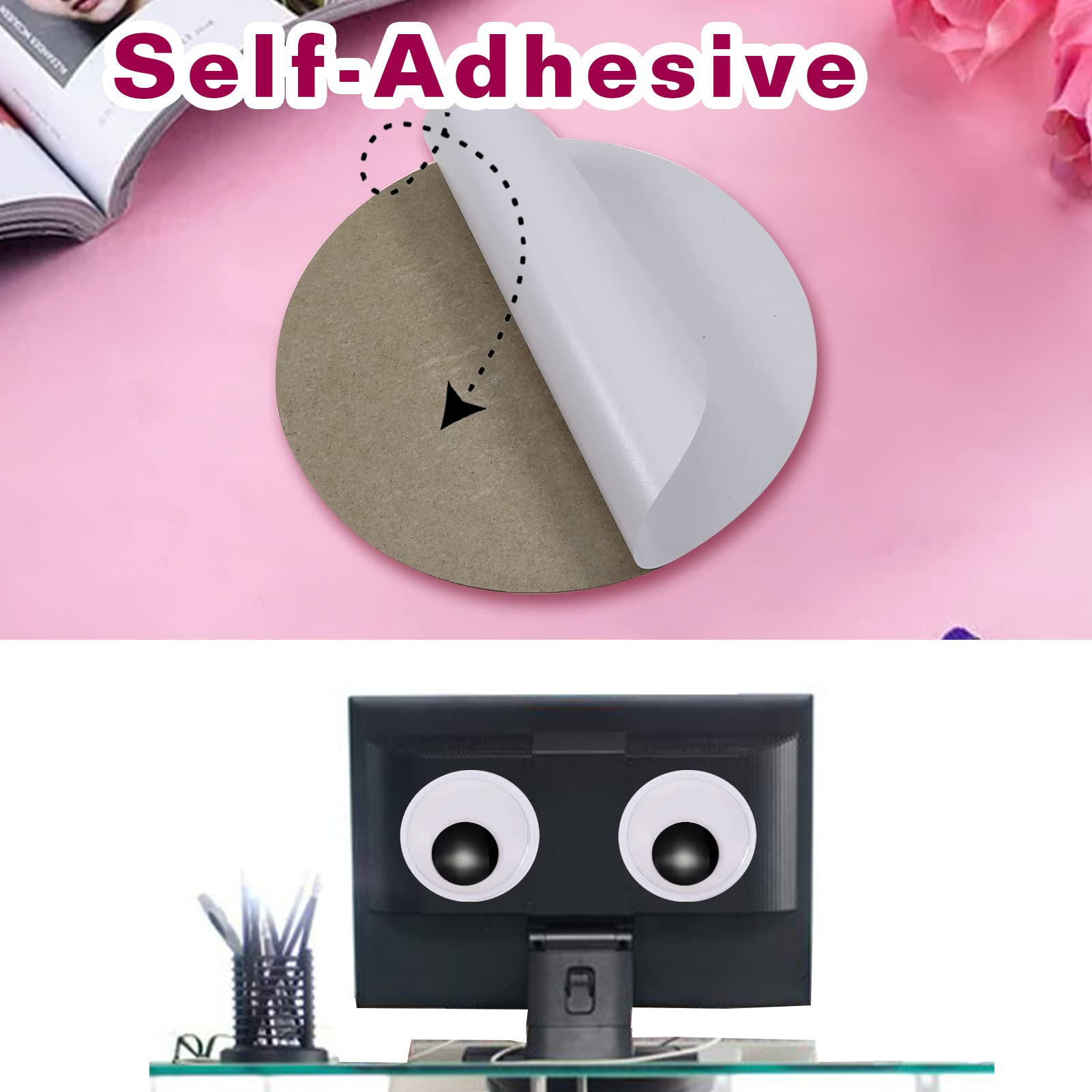 TOAOB 2pcs Giant Googly Wiggle Eyes Self Adhesive 7 Inch Large White Plastic Sticker Eyes for DIY Crafts Scrapbooking Christmas Decoration