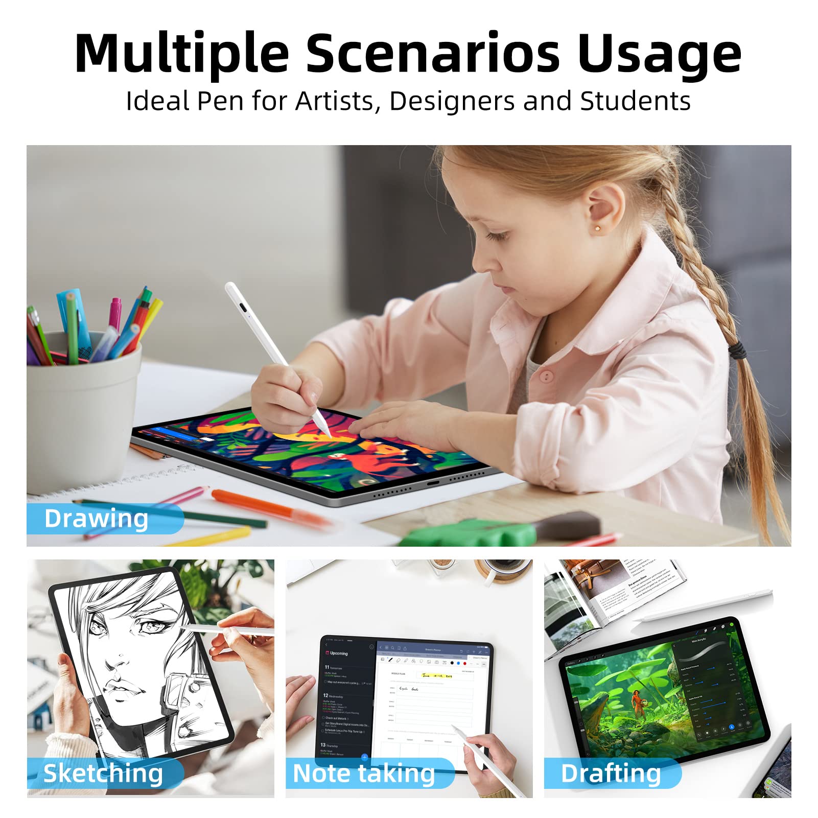 JUQITECH Keyboard Case with Stylus Pen for iPad 9th/8th/7th Generation 10.2 - Active Pencil with Palm Rejection, Wireless Bluetooth Magnetic Keyboard for iPad 10.2 Cover Case with Pencil Holder