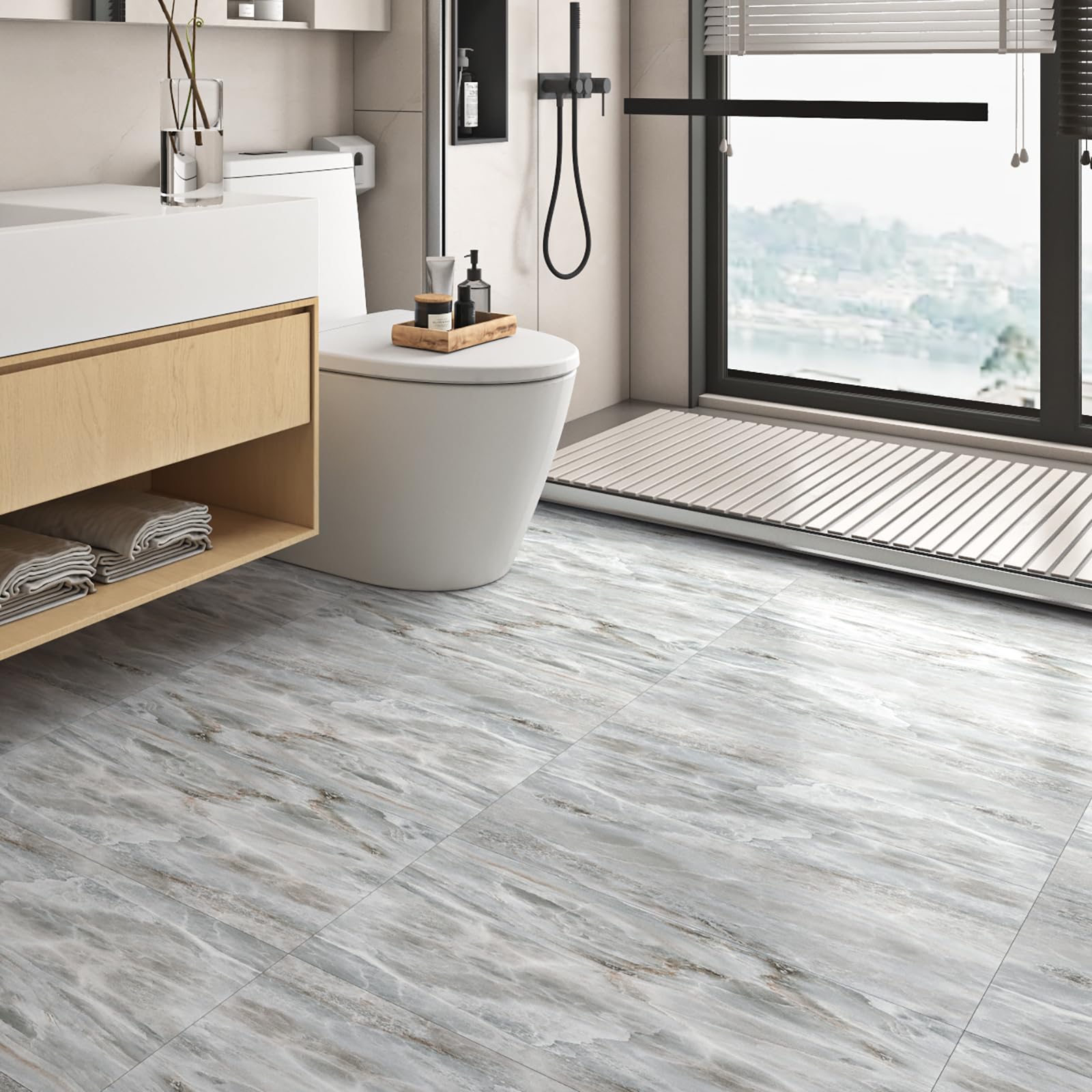 Livelynine 11-Pack 24X12 Peel and Stick Floor Tile Stickers for Kitchen