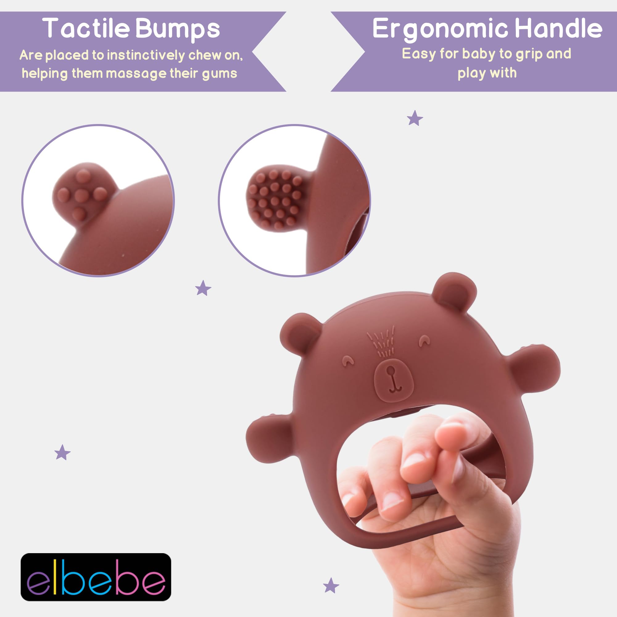 Bear Mitten Never Drop Silicone Baby Teething Toys | (Brick Red) Teether Mitten | Baby Teethers 0-6 Months, Teether Mitten, Teething Hand Mitten, Teething Mitten, Baby Teethers 6 to 12 Months