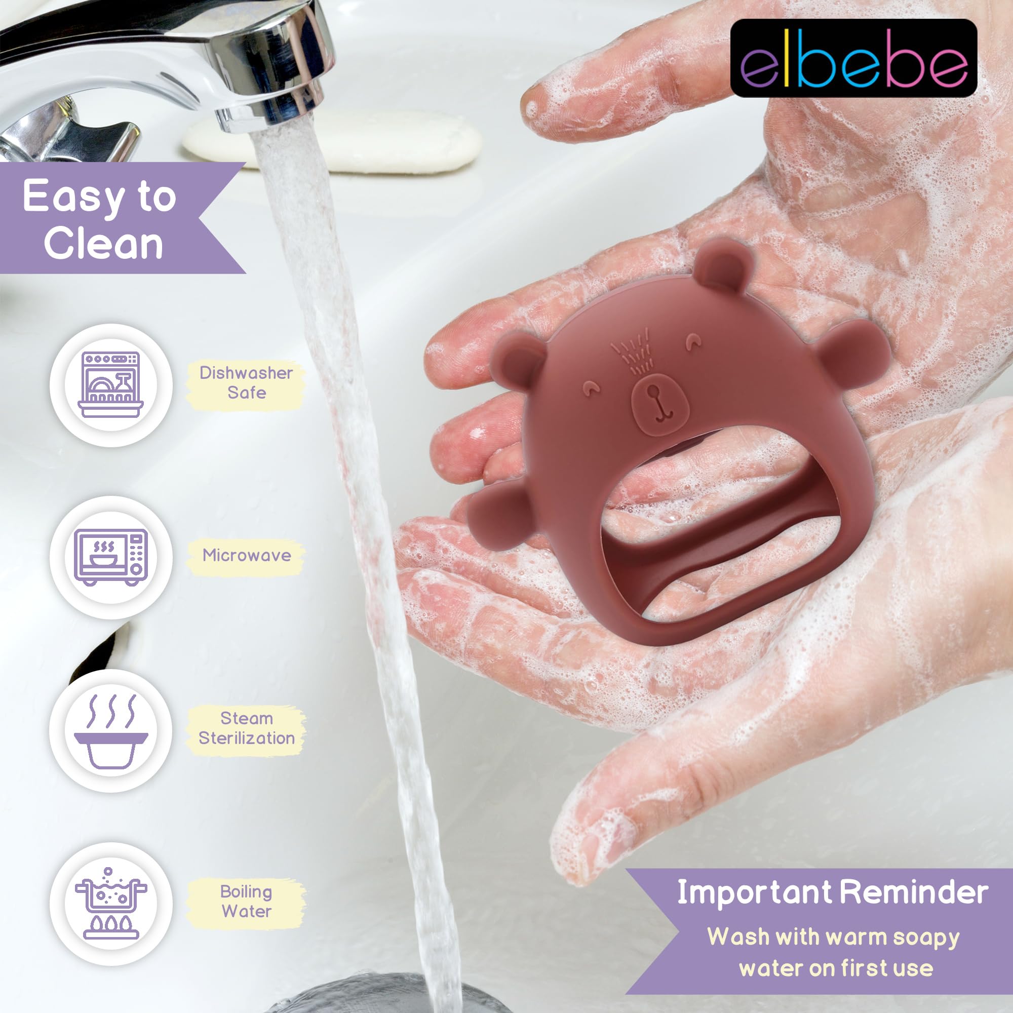 Bear Mitten Never Drop Silicone Baby Teething Toys | (Brick Red) Teether Mitten | Baby Teethers 0-6 Months, Teether Mitten, Teething Hand Mitten, Teething Mitten, Baby Teethers 6 to 12 Months