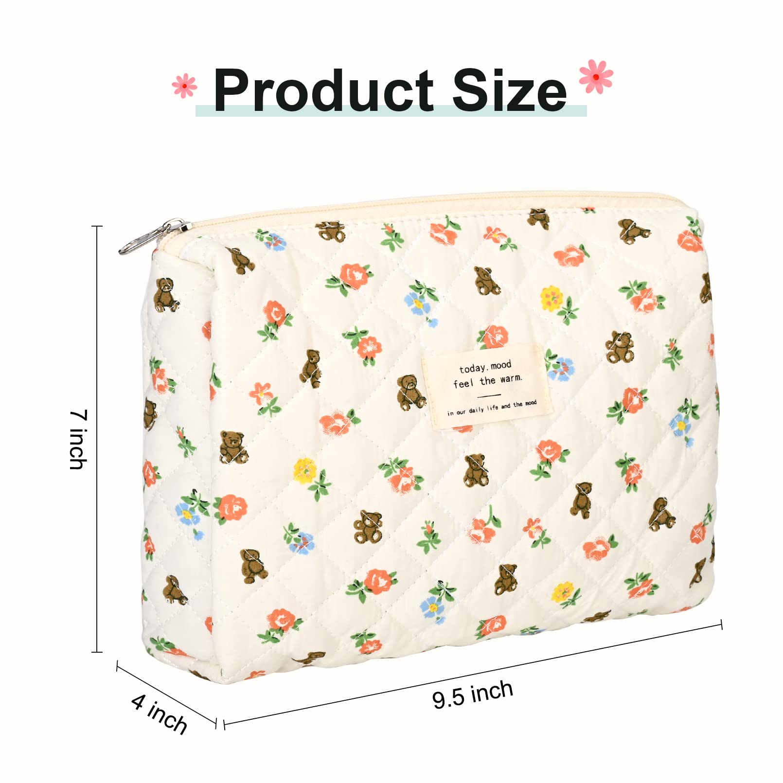 SOIDRAM Coquette Makeup Bag Coquette Aesthetic Cosmetic Bag Large Travel Makeup Organizer Cute Pouch Cotto Kawaii Toiletry Bag