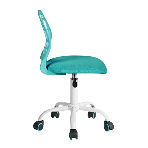 FurnitureR Teens Boys Girls Writing Task Chair Low Mid PP Mesh Back Fabric Seat,Home Children Study Chair (Turquoise, 1pc)