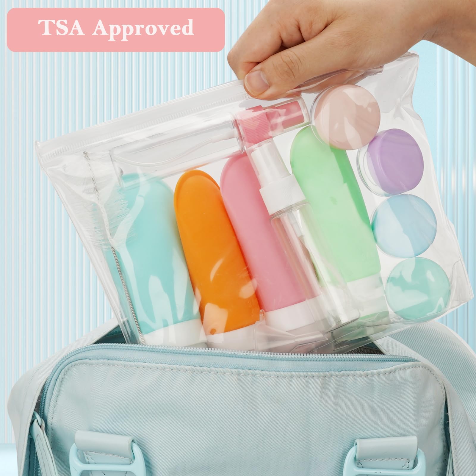 JIPITIMI TSA Approved Travel Bottles for Toiletries, Silicone Leak-Proof Travel Size Bottle for Shampoo, Conditioner 3oz, Refillable Cosmetic Container Kits