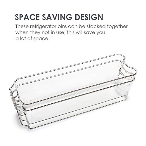 Vtopmart Breastmilk Storage Container 4PCS Set, Clear Freezer and Fridge Organizer Bins, Plastic Storage Bins for Breast Milk, Baby Pouches, Formula, Bottles and Yogurts, 4.3ββ Width, 14.7" Long