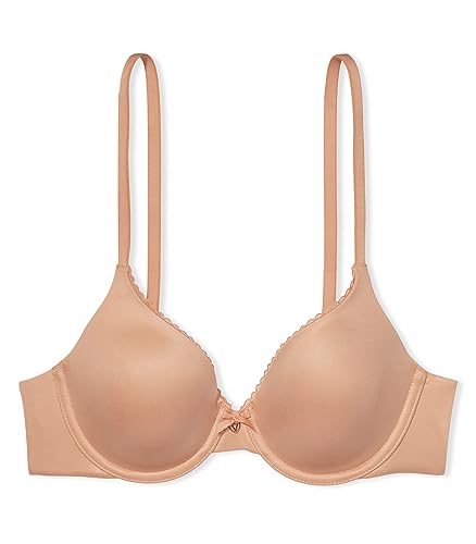 Victoria's Secret Perfect Coverage T Shirt Bra, Full Coverage, Lightly Lined, Adjustable Straps, Bras for Women, Body by Victoria Collection, Beige (38DD)