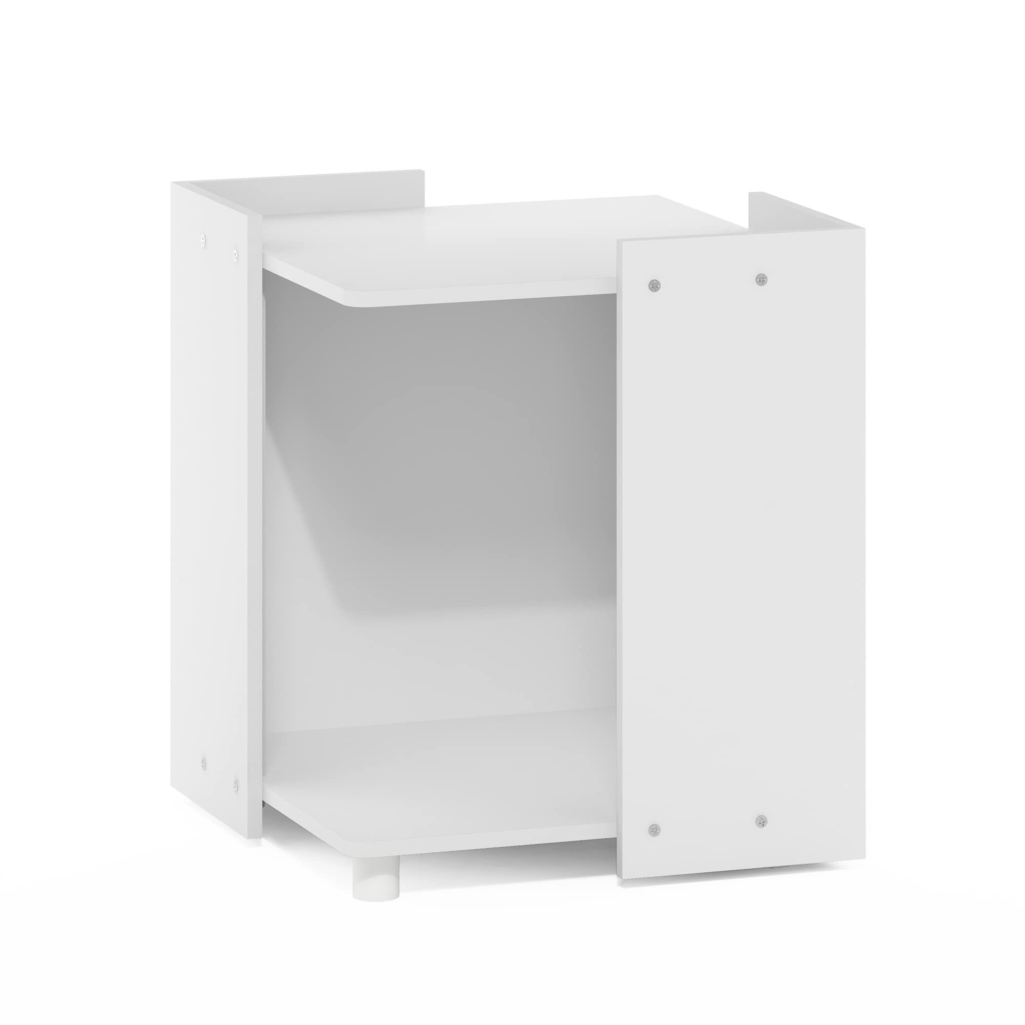 Furinno Peli Multipurpose End Table with Storage, Solid White, Cube