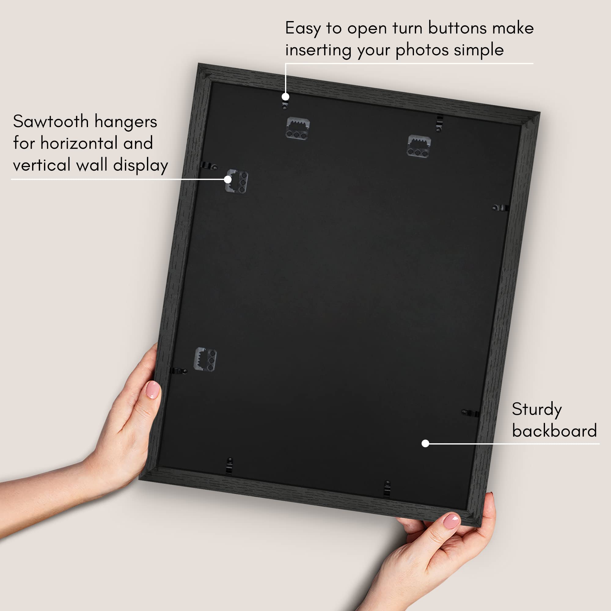 Americanflat 16x20 Picture Frame with Polished Plexiglass - Use as 11x14 Frame with Mat or 16x20 Frame Without Mat - Hudson Collection - Wide Photo Frame for Wall Display - Black
