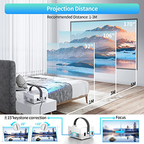 Mini Projector Built in DVD Player, FELEMAN 1080P HD Portable Bluetooth Projector with HiFi Speaker, 8500L Home Theater Movie Projector Compatible with HDMI/TV Stick/AV/USB/Smartphone