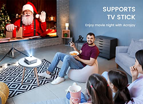 Portable Mini Projector with 5G WiFi and Bluetooth, ACROJOY 1080P Supported Movie Projector with Tripod & 240" Display, Outdoor Video Projector Compatible w/ TV Stick/HDMI/USB/PS5/iOS/Android
