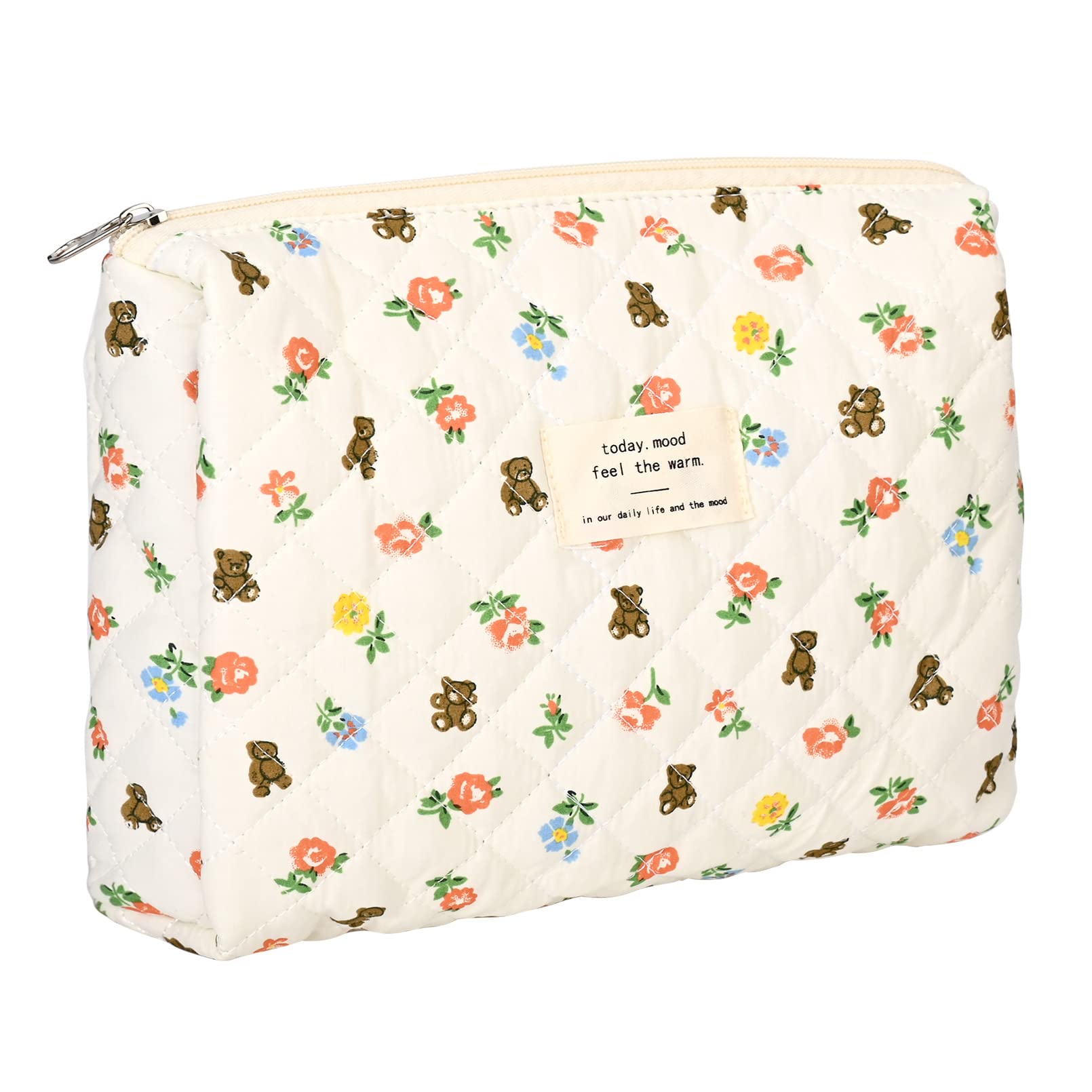 SOIDRAM Coquette Makeup Bag Coquette Aesthetic Cosmetic Bag Large Travel Makeup Organizer Cute Pouch Cotto Kawaii Toiletry Bag