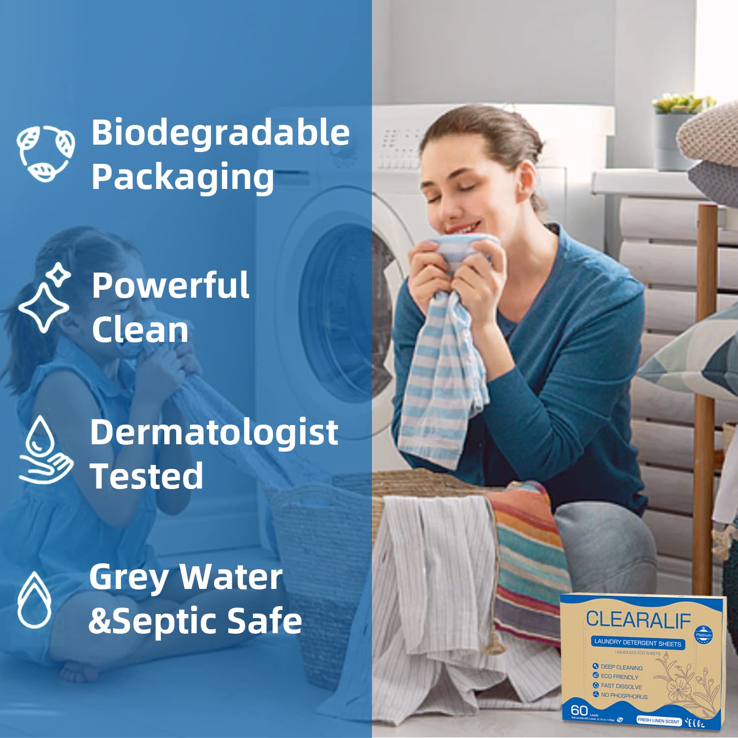 Laundry Detergent Sheets 3 Pack Up to 180 Loads, Fresh Linen - Great For Travel, Apartments, Dorms, No Plastic, Sustainable, Biodegradable-New Liquid-Less Technology - Lightweight