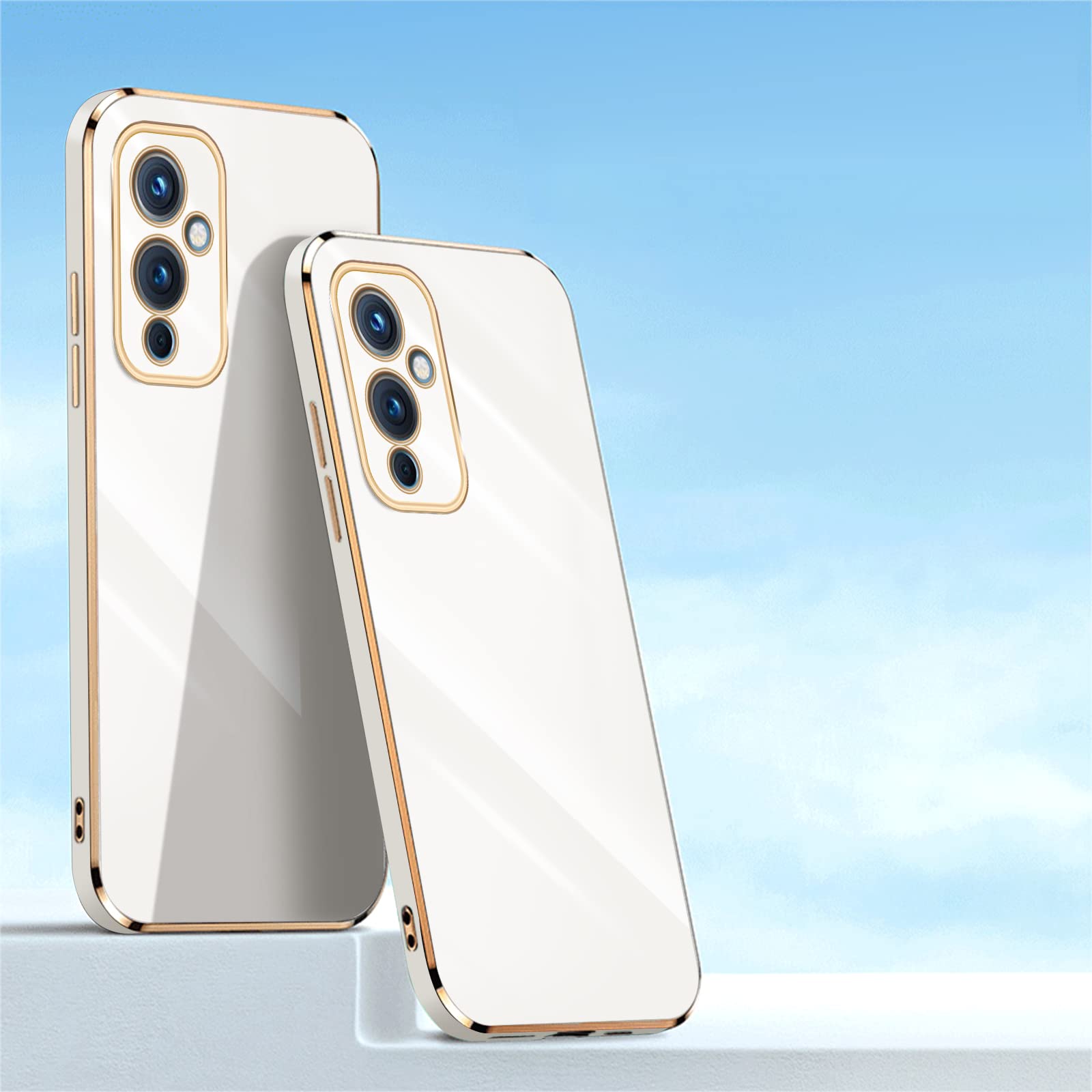 KuDiNi for Oneplus 9 Case, Oneplus 9 Phone Case for Women Girls Electroplating Cute Luxury Bling Aesthetic Trendy Pretty, Full Camera Soft TPU Protection Shockproof Cover for Oneplus 9 (White)