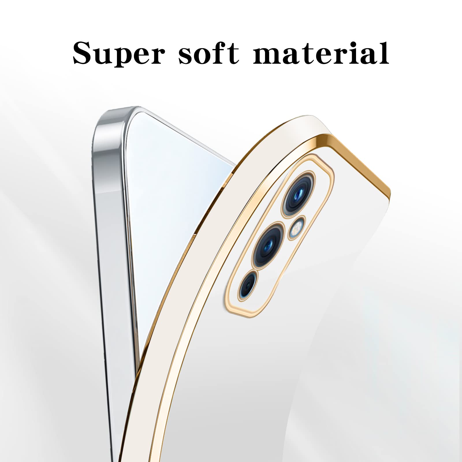 KuDiNi for Oneplus 9 Case, Oneplus 9 Phone Case for Women Girls Electroplating Cute Luxury Bling Aesthetic Trendy Pretty, Full Camera Soft TPU Protection Shockproof Cover for Oneplus 9 (White)