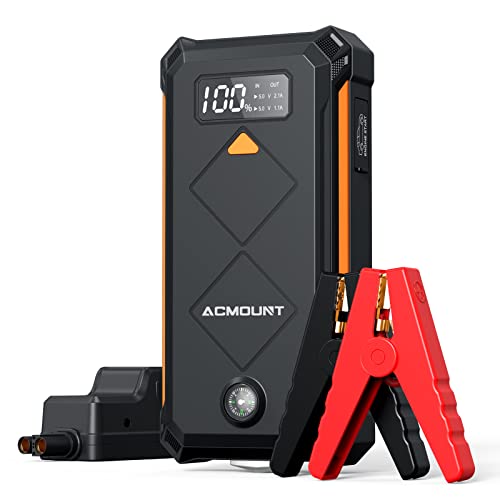 Battery Jump Starter 3000A, [Jump Start All in Seconds] 12V Portable, Compact Jump Starter Battery Pack Up to 10.0L Gas and 8.0L Diesel Engine for Car with LCD and LED Light
