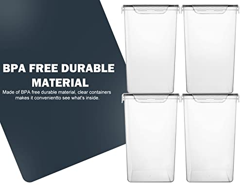 M MCIRCO Extra Large 7qt / 6.5L/220oz Tall Food Storage Containers, WIDE & DEEP, 4-Piece BPA Free Plastic Airtight Kitchen Pantry Storage Containers for Flour, Sugar, with 4 Measuring Cups,20 Labels