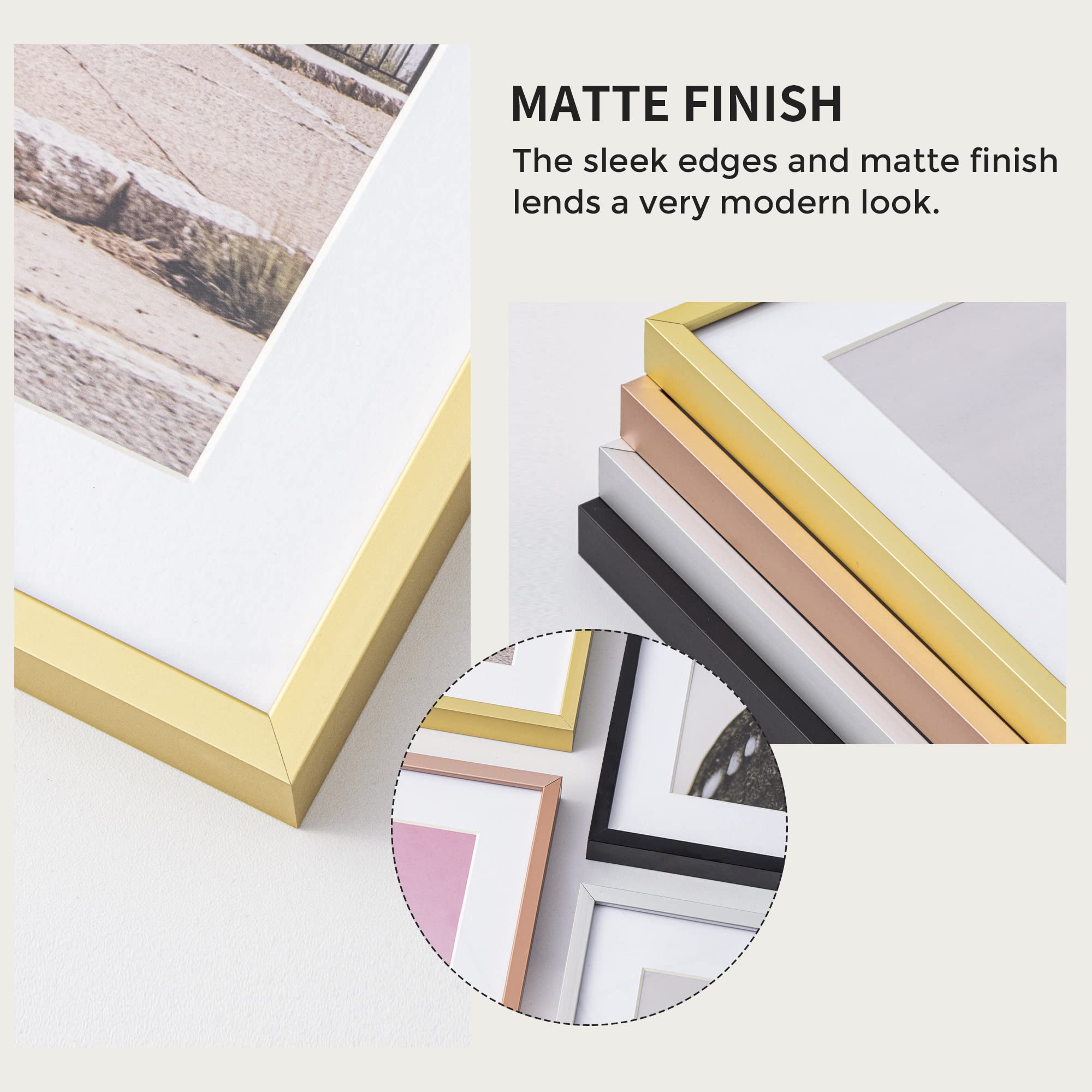 16x20 Metal Picture Frame with 11x14 Mat, Brushed Aluminum Finish, Tempered Glass Front, and Attached Hanging Hardware(Gold, Pack of 1)