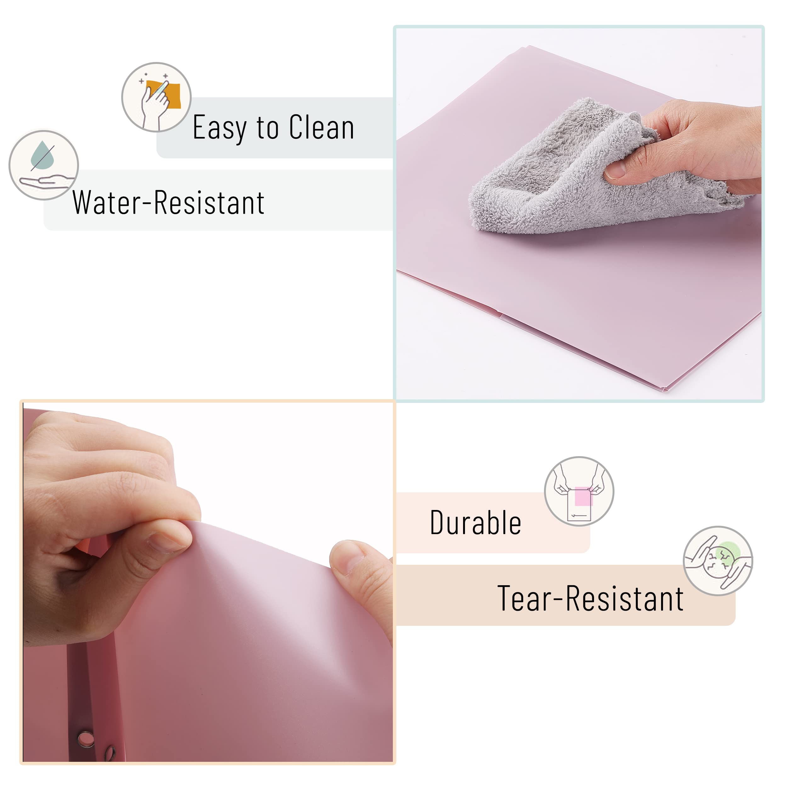 Mr. Pen Plastic Folders with Pockets and Prongs, 5 Pack, Muted Pastel Colors, Letter (8.5" x 11") - 5 Pack, Pink