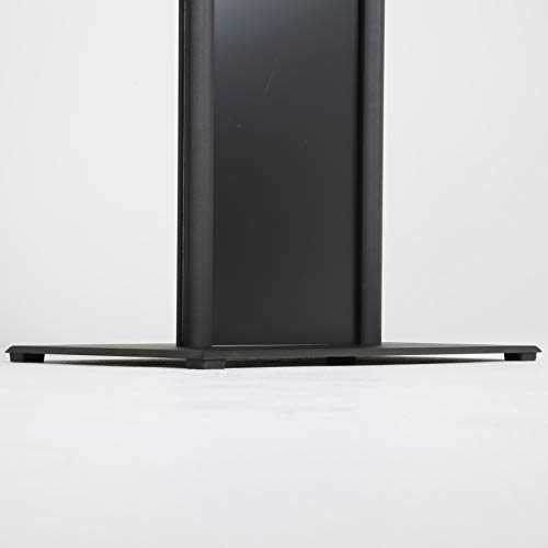 M&T Displays Tempered Clear Glass Podium with Aluminum Front Panel Black Aluminum Body and Base 43.9 Inch Height Floor Standing Lectern Pulpit Desk