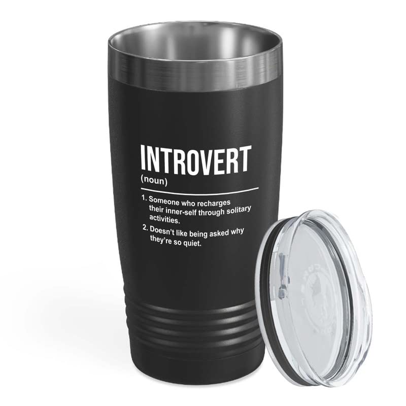 Funny Introvert Black Tumbler 20oz - Introvert definition - Creative Gifts for Adults I Hate Everyone Introvert Gifts Introvert Friends Introvert Coworker Introvert Work Bestie