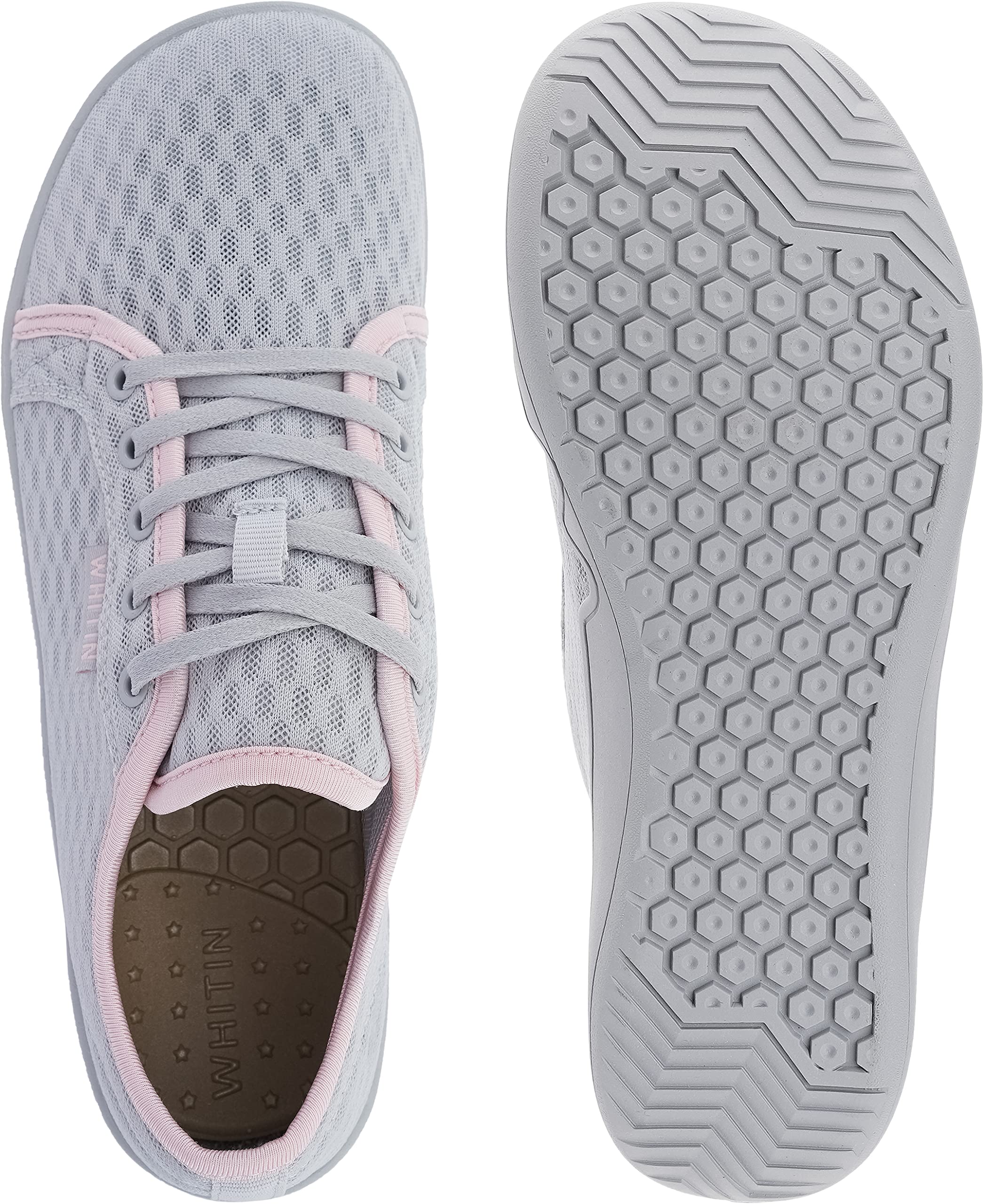 WHITIN Women's Water Shoes Swim Dry Quick Barefoot Aqua Sneakers Beach Minimalist Size 8 Zero Drop Surfing Boating Sport Walking Gym Climb Gery Pink 39
