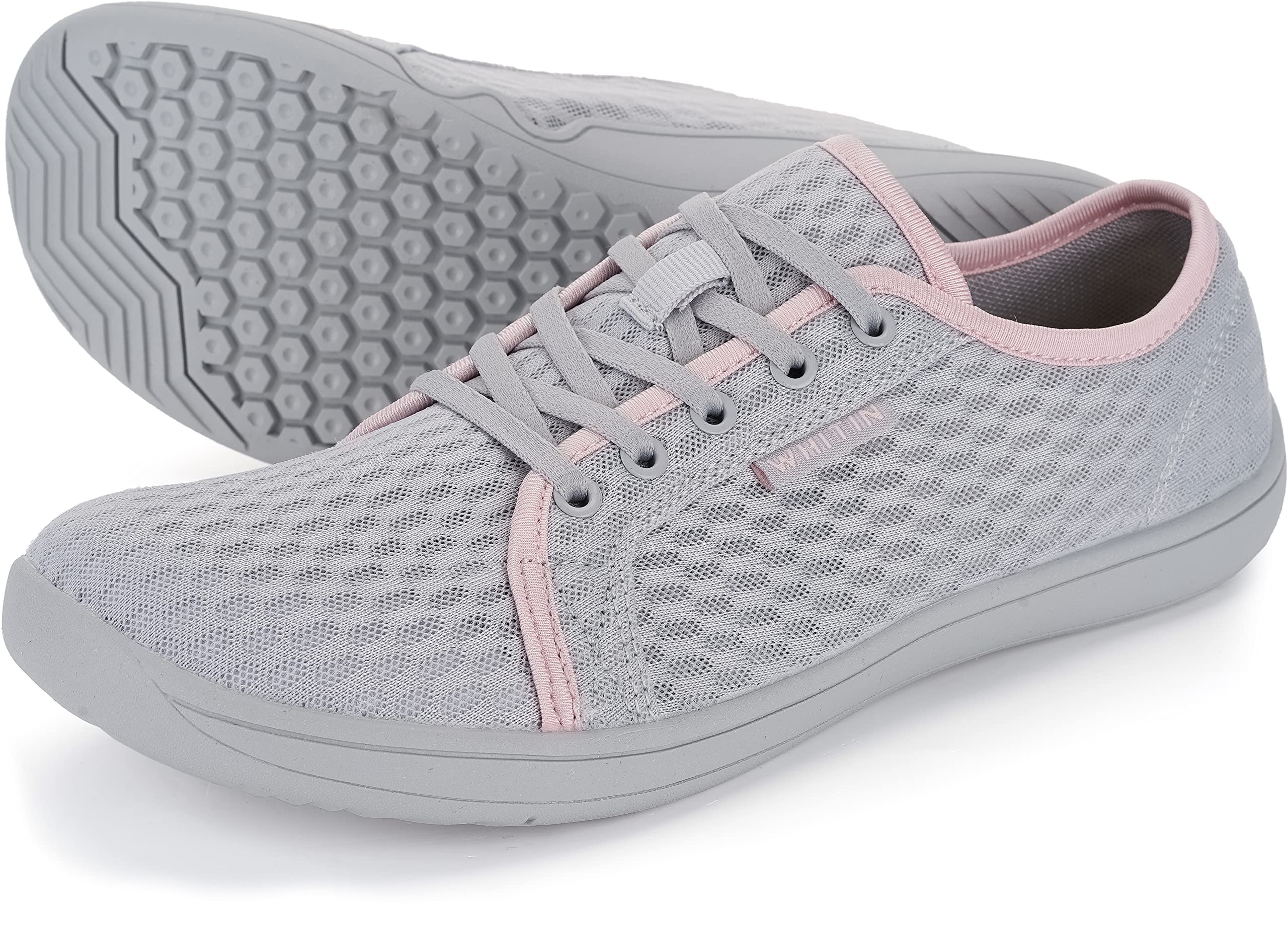 WHITIN Women's Water Shoes Swim Dry Quick Barefoot Aqua Sneakers Beach Minimalist Size 8 Zero Drop Surfing Boating Sport Walking Gym Climb Gery Pink 39
