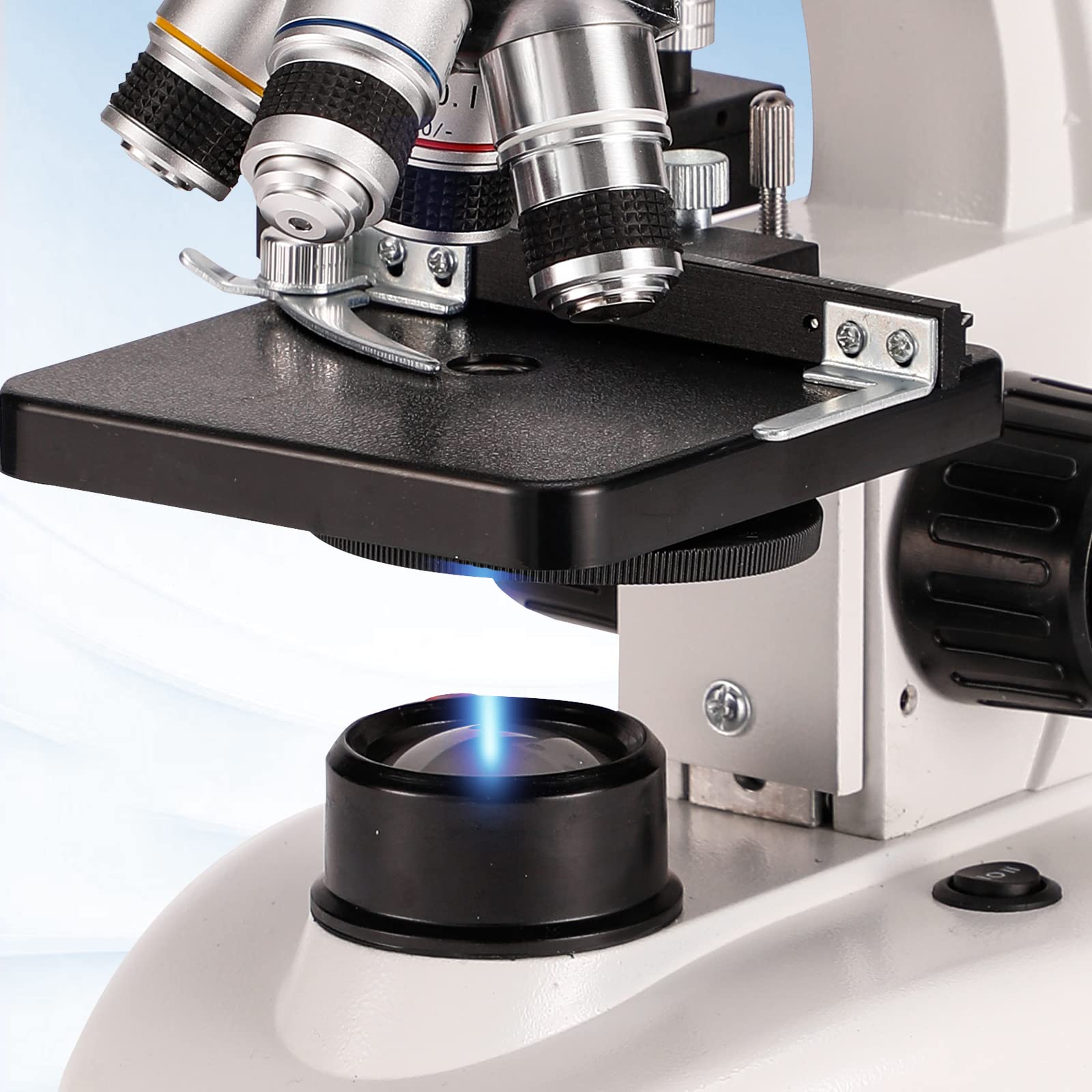 Compound Binocular Microscope, WF10x and WF25x Eyepieces,40X-2000X Magnification, LED Illumination Two-Layer Mechanical Stage microscopes for Adults