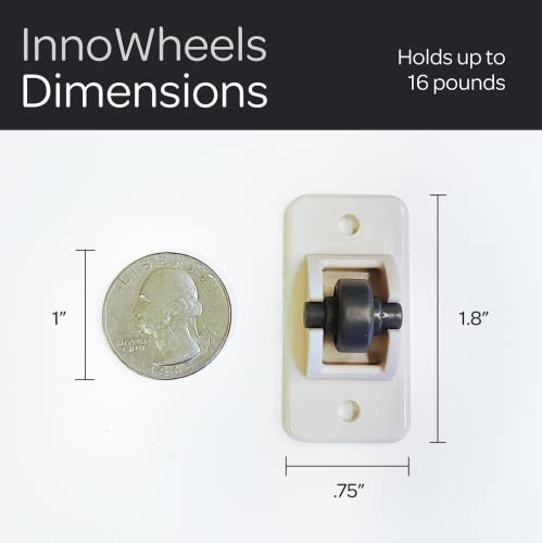 SMALL - 8 Pcs Mini Inno Wheels Adhesive Tape Organizing Caster Wheels for Household, Classroom, Office Organization, under the Bed Storage 2 Sets of 4 Holds up to 16 LBS
