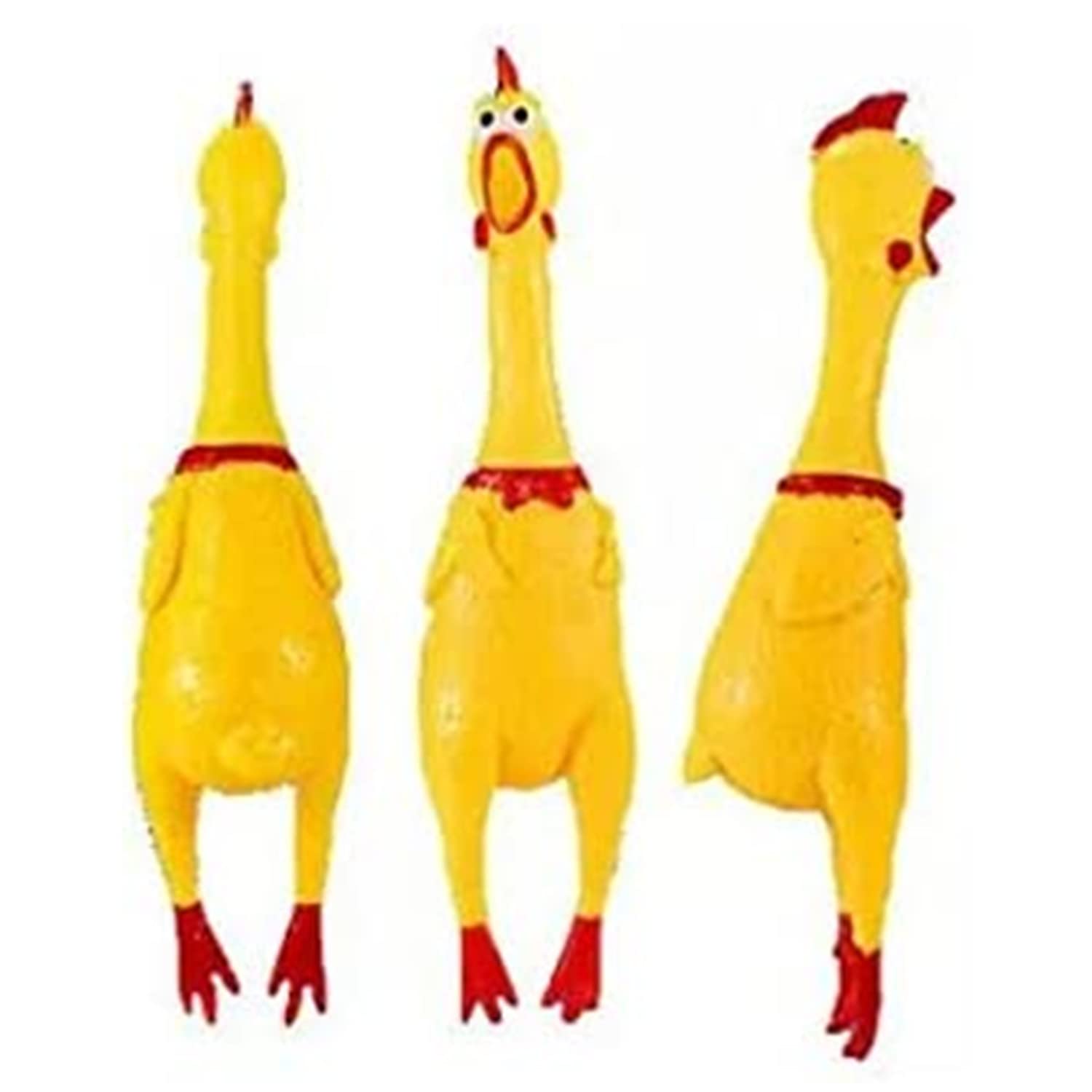 HomeNite 4 Pack Large Screaming Chicken Toy Big Rubber Squawking Chicken 12 inch