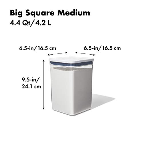 OXO Good Grips POP Container β Airtight 4.4 Qt for Flour and More Food Storage, Square, Clear
