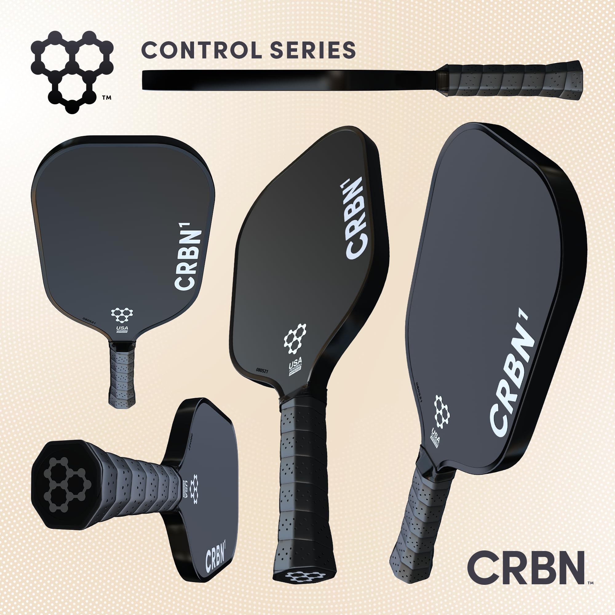 CRBN1 Pickleball Paddle - USAPA Approved Carbon Fiber Pickleball Paddle with Included Paddle Cover(White Logo, 14mm Thick)