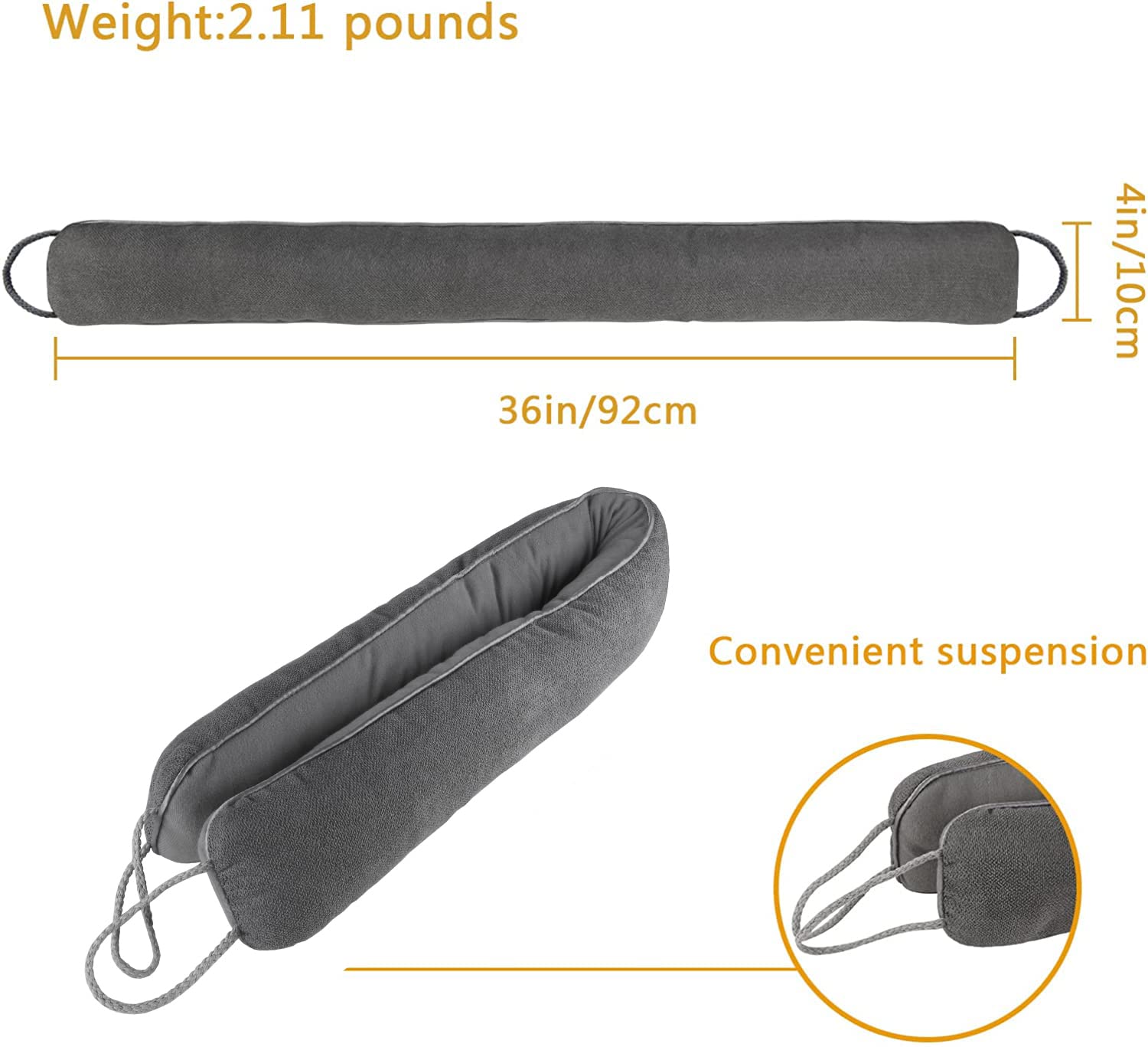 Heavy-Duty Door Draft Stopper 36 Inches, Under Door Noise Blocker Energy Saving, Front Door Insulation Draft Guard Wheaterproof Strip for Doors & Windows