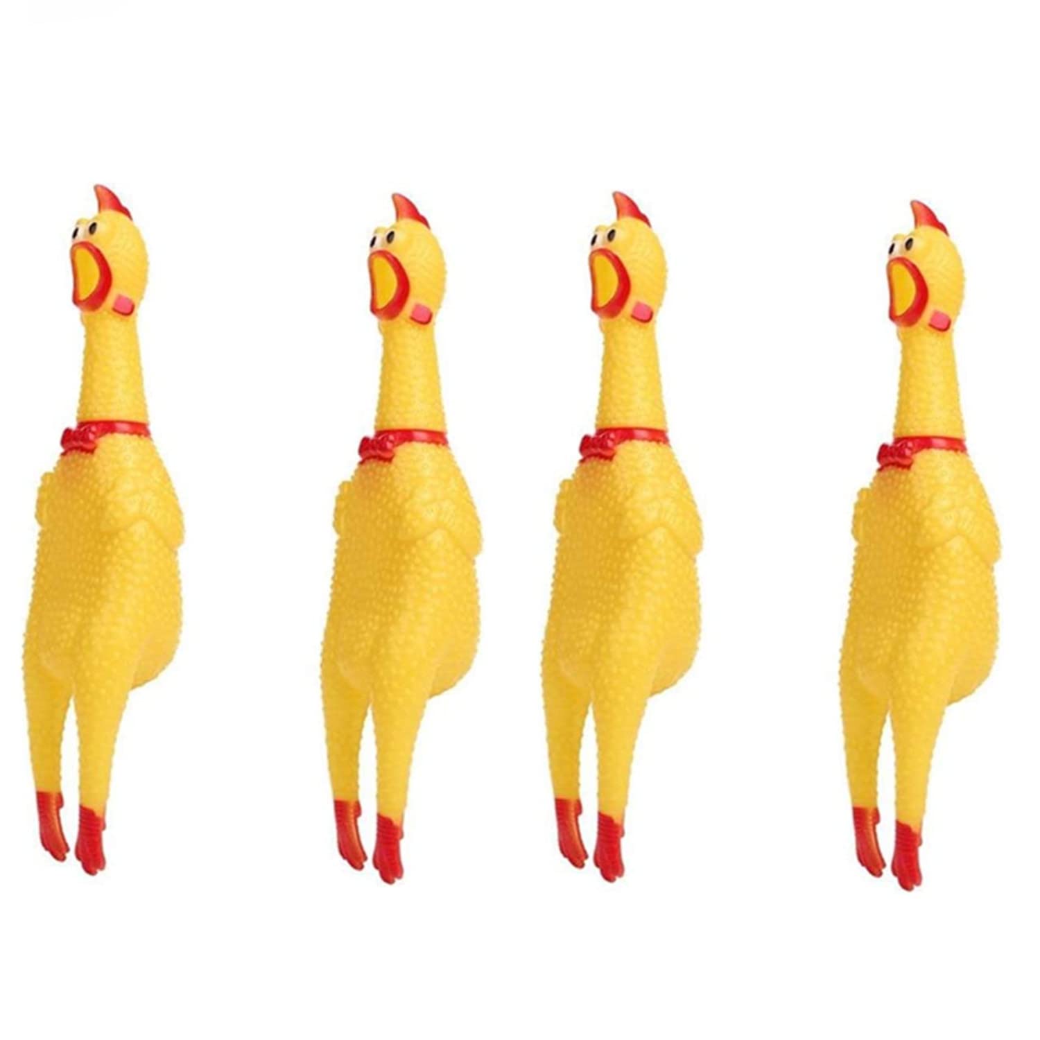 HomeNite 4 Pack Large Screaming Chicken Toy Big Rubber Squawking Chicken 12 inch