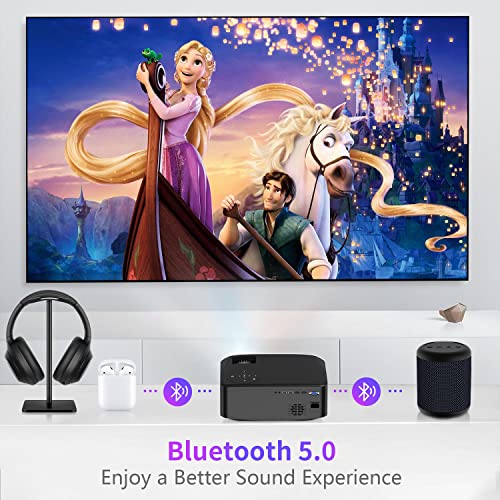 Native 1080P 5G WiFi Bluetooth Projector, AILESSOM 20000LM 450" Display Support 4K Movie Projector, High Brightness for Home Theater and Business, Compatible with iOS/Android/TV Stick/PS4/HDMI/USB/PPT