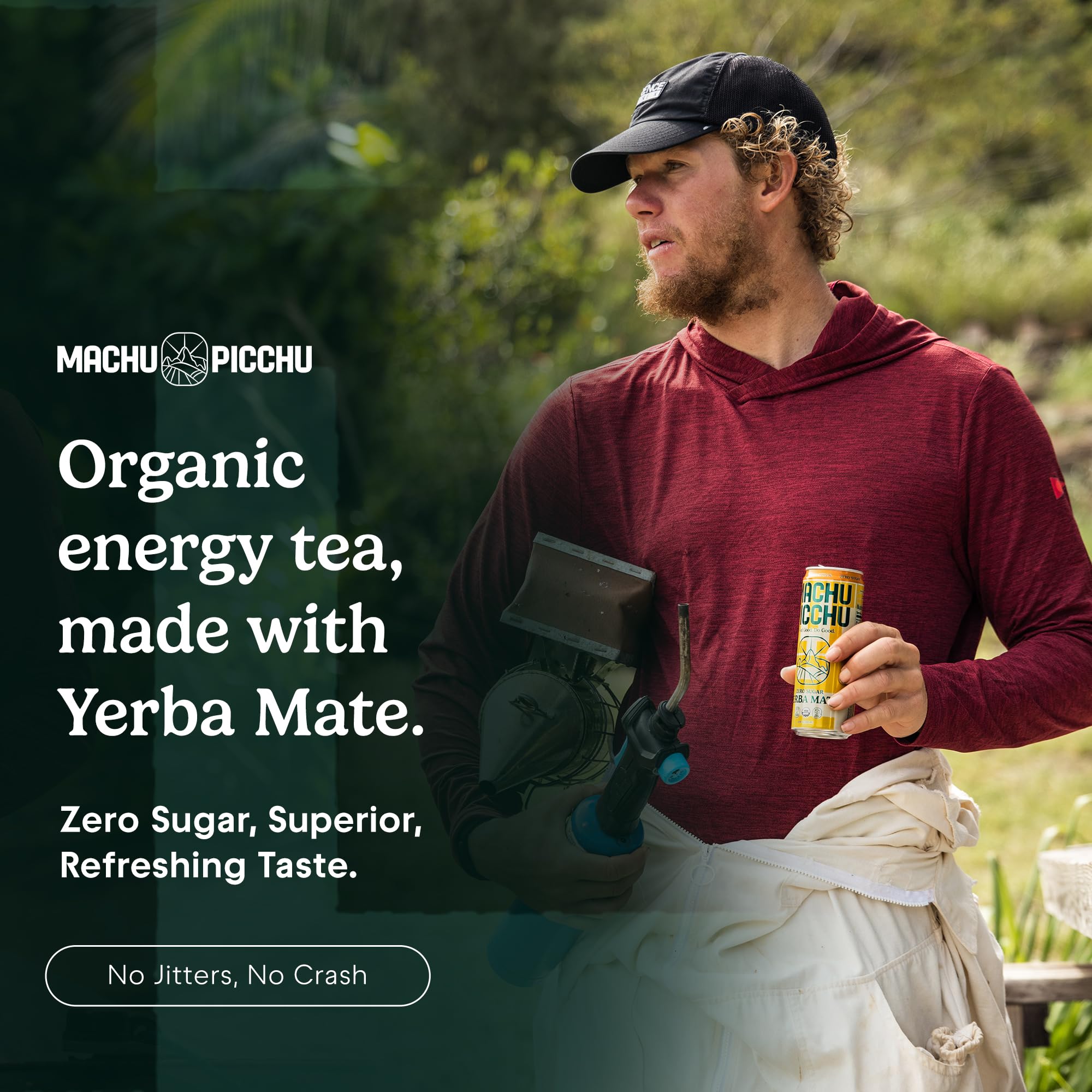 MACHU PICCHU ENERGY, Zero Sugar Yerba Mate, Clean Energy Drink Alternative, 12oz (Pack of 12) - 120mg Organic Green Coffee Bean Caffeine, Low Calorie, USDA Organic, No Artificial Flavors (Ocean Citrus)