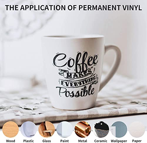 Prime Vinyl Matte Black Permanent Vinyl Roll - 12" x 35 Ft-Matte Black Self Adhesive Vinyl Roll for Silhouette Cameo, Decor Sticker, Cutting Machine, Craft Cutter Machine, Home Decal