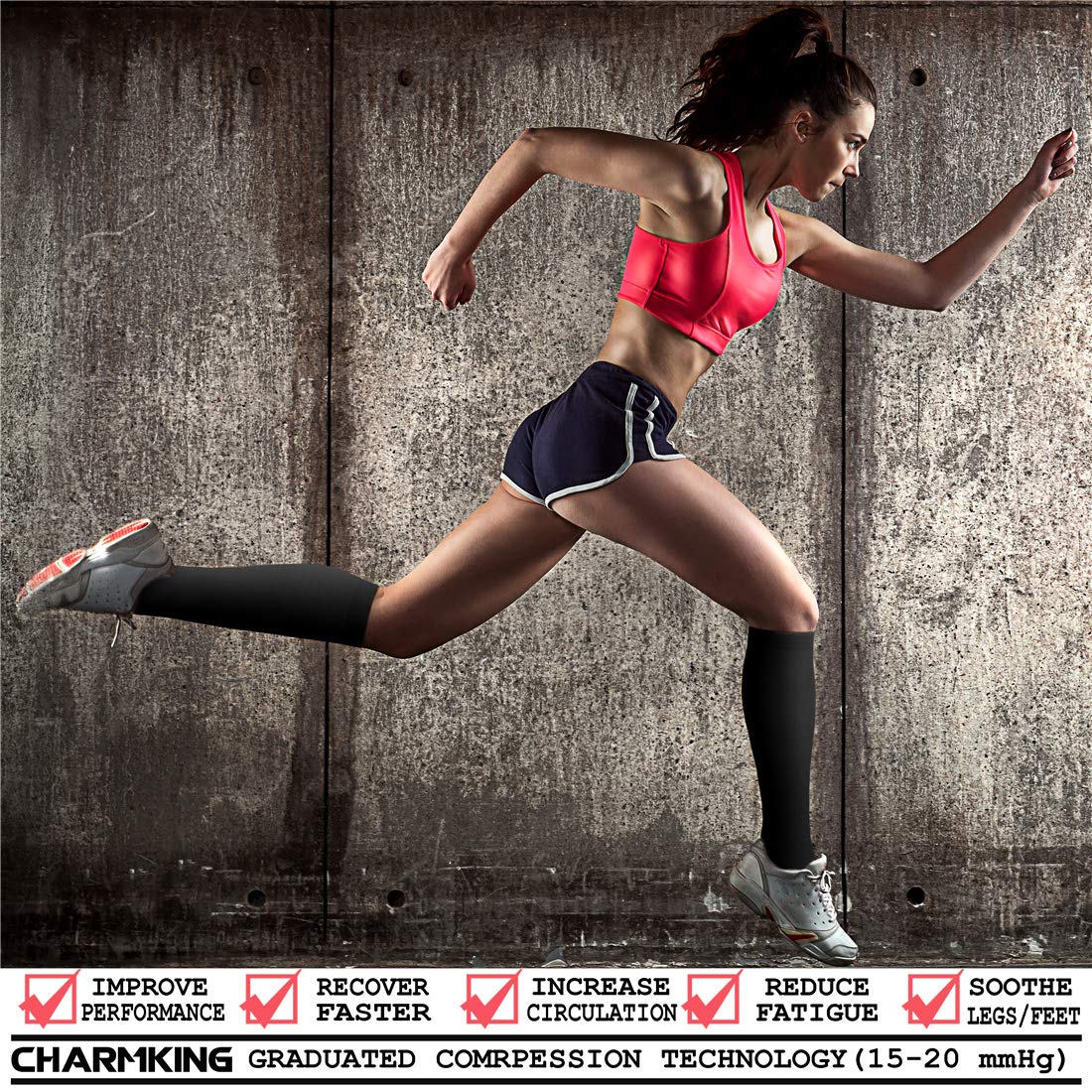 CHARMKING Compression Socks for Women and Men Circulation (4 Pairs)15-20 mmHg is Best Support for Athletic Running Cycling (L/XL,Multi 01)
