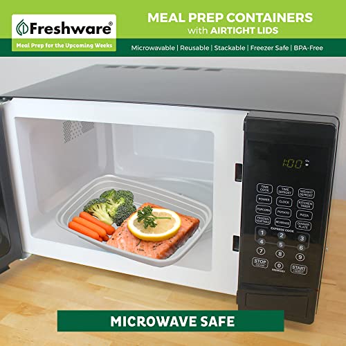 Freshware Meal Prep Containers [15 Pack] 1 Compartment Food Storage Containers with Lids, Bento Box, BPA Free, Stackable, Microwave/Dishwasher/Freezer Safe (28 oz)