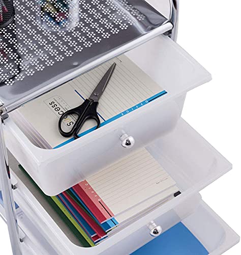 GOFLAME 3-Drawer Storage Cart, Rolling Storage Drawer Organizer with Mesh Top, Handle and 2 Lockable Wheels, Mobile Drawer Storage Unit for Home and Office