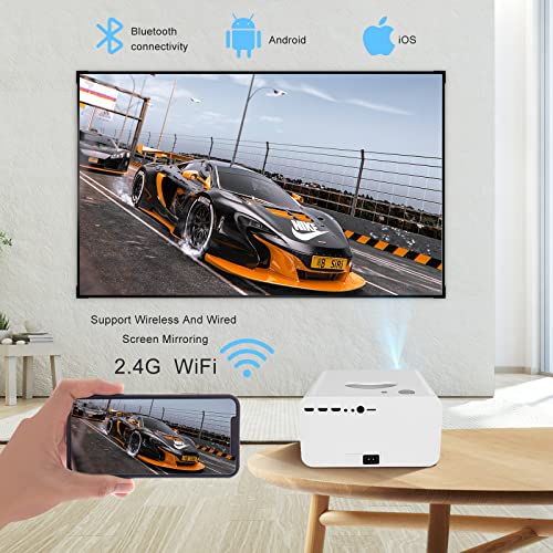 Suvisukua HD Native 1080p,5G WiFi Bluetooth Smart Home Projector,4K Projector for Outdoor Movies, Support Correct Trapezoid, Digital Zoom,Compatible with HDMI, USB, Laptop, PC, TV Stick, DVD